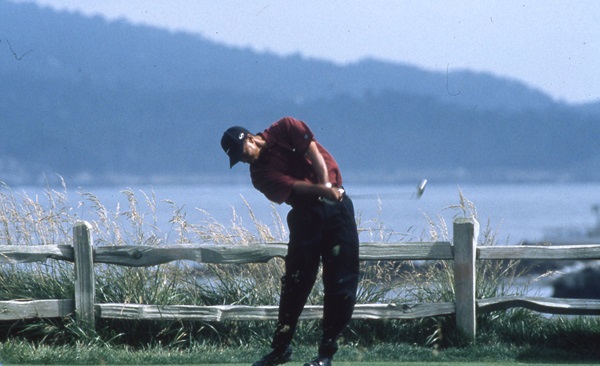 Tiger woods at pebble beach playing golf
